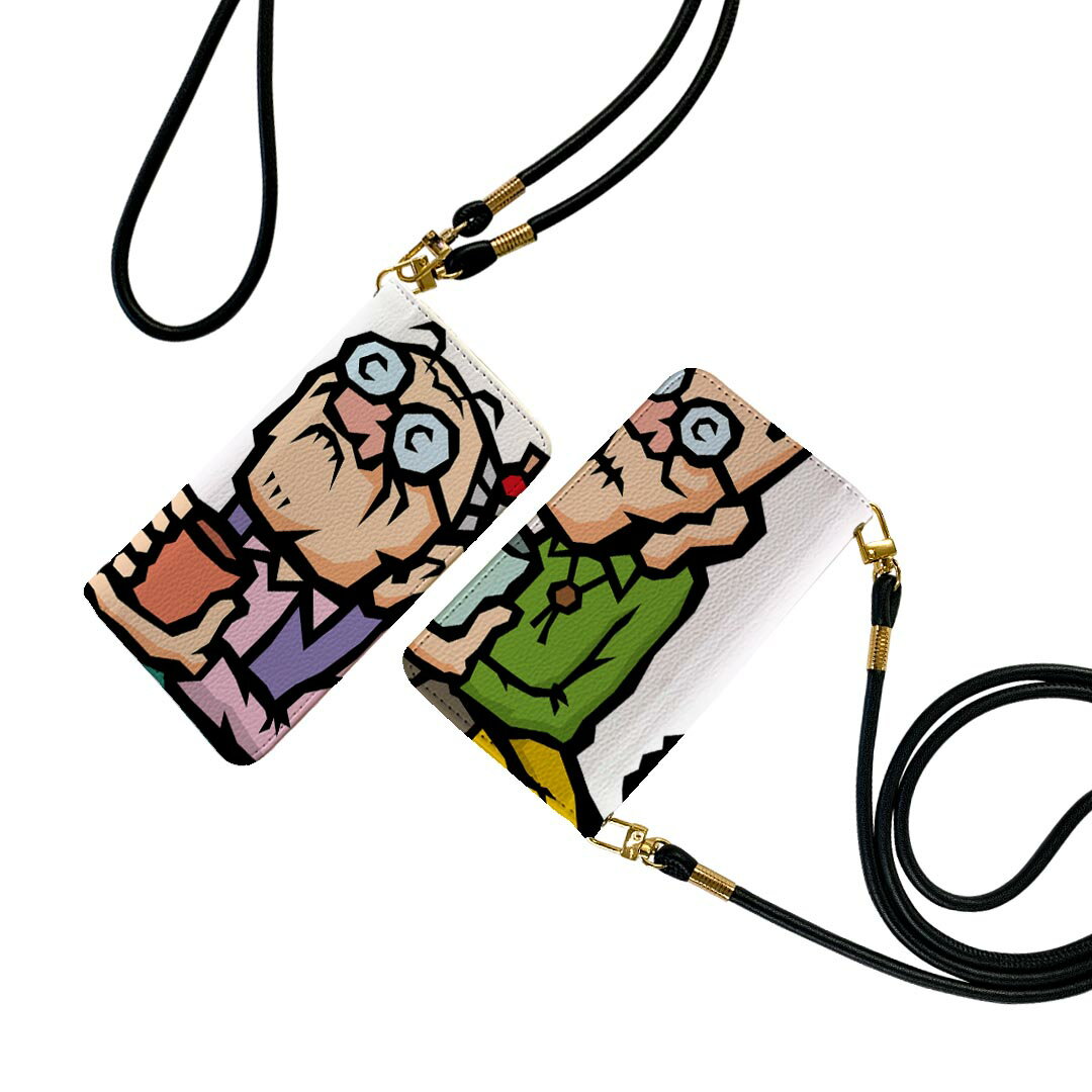 商品特徴・ショルダー付き手帳型スマホケース・シームレスな全面デザイン（内側は落ち着いたオフホワイト）・外側は高品質の人工革を使用・内側にはスマホを装着するケースが付属・機種専用のカメラホール仕様でケースを装着したままの撮影が可能・ワンセグや...