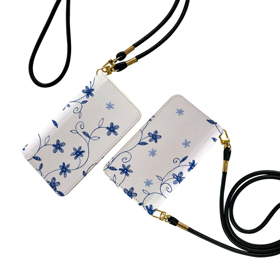 商品特徴・ショルダー付き手帳型スマホケース・シームレスな全面デザイン（内側は落ち着いたオフホワイト）・外側は高品質の人工革を使用・内側にはスマホを装着するケースが付属・機種専用のカメラホール仕様でケースを装着したままの撮影が可能・ワンセグや...