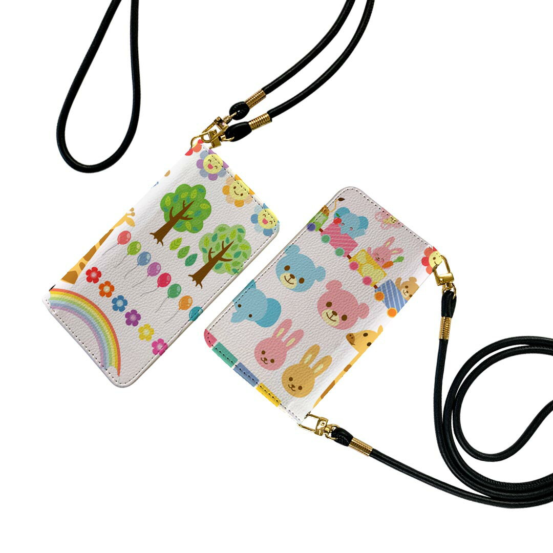 商品特徴・ショルダー付き手帳型スマホケース・シームレスな全面デザイン（内側は落ち着いたオフホワイト）・外側は高品質の人工革を使用・内側にはスマホを装着するケースが付属・機種専用のカメラホール仕様でケースを装着したままの撮影が可能・ワンセグや...