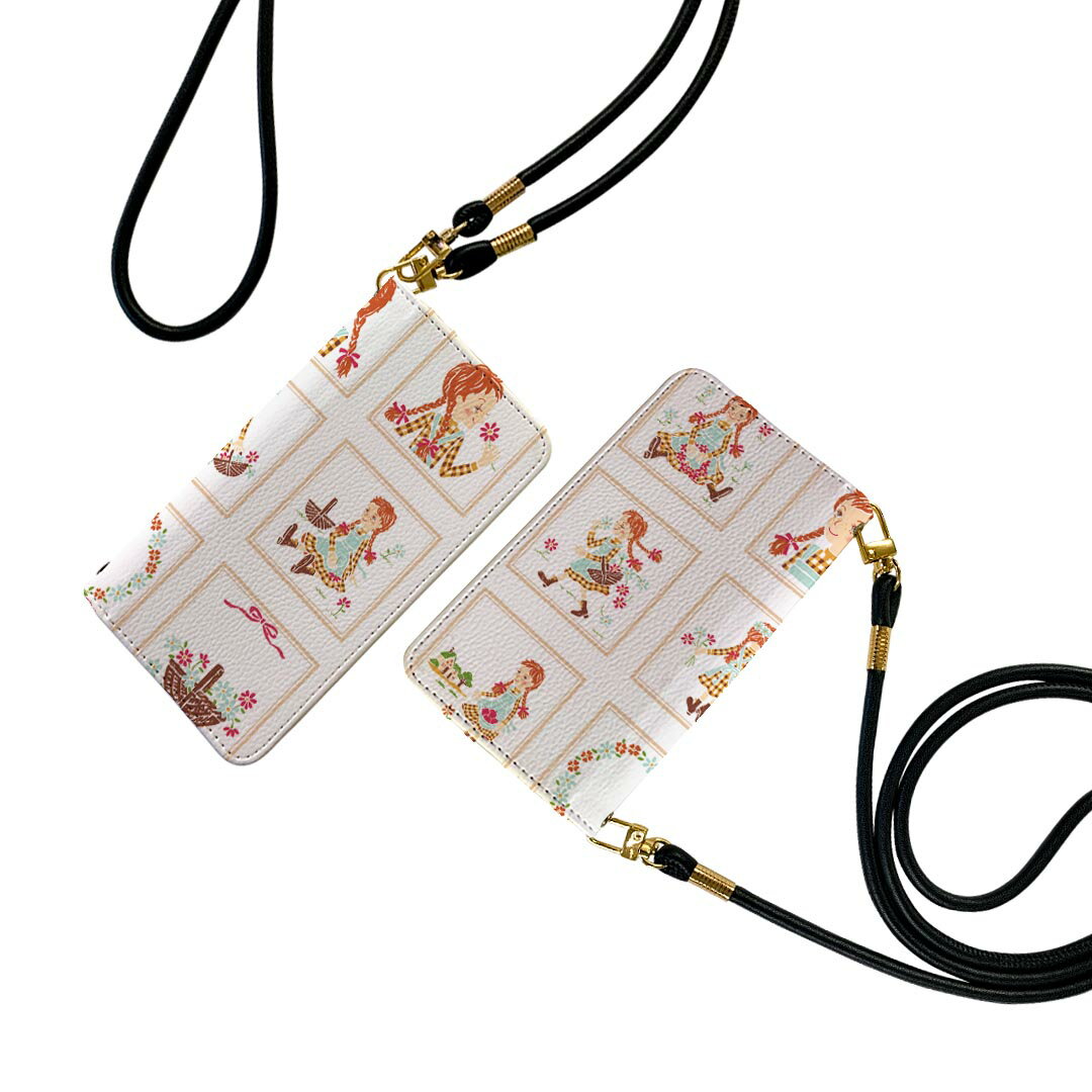 商品特徴・ショルダー付き手帳型スマホケース・シームレスな全面デザイン（内側は落ち着いたオフホワイト）・外側は高品質の人工革を使用・内側にはスマホを装着するケースが付属・機種専用のカメラホール仕様でケースを装着したままの撮影が可能・ワンセグや...