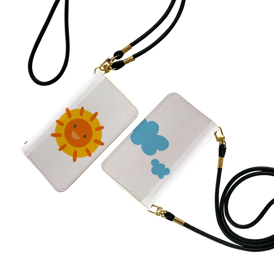 商品特徴・ショルダー付き手帳型スマホケース・シームレスな全面デザイン（内側は落ち着いたオフホワイト）・外側は高品質の人工革を使用・内側にはスマホを装着するケースが付属・機種専用のカメラホール仕様でケースを装着したままの撮影が可能・ワンセグや...