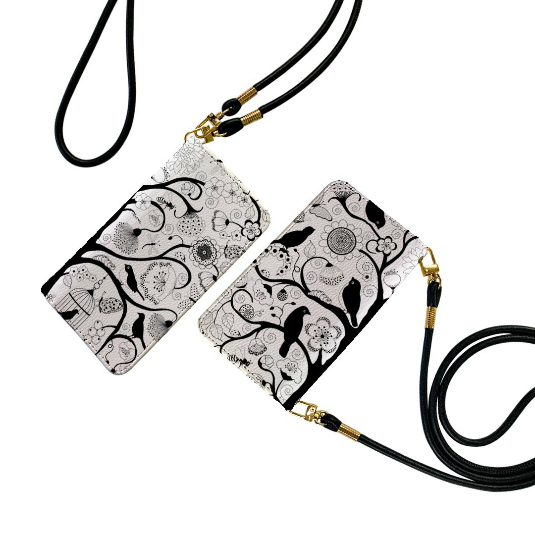 商品特徴・ショルダー付き手帳型スマホケース・シームレスな全面デザイン（内側は落ち着いたオフホワイト）・外側は高品質の人工革を使用・内側にはスマホを装着するケースが付属・機種専用のカメラホール仕様でケースを装着したままの撮影が可能・ワンセグや...