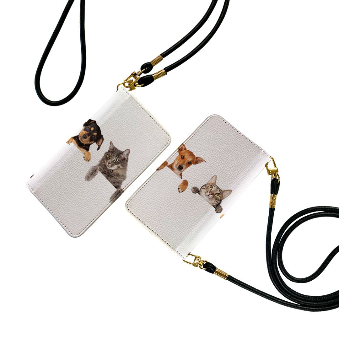 商品特徴・ショルダー付き手帳型スマホケース・シームレスな全面デザイン（内側は落ち着いたオフホワイト）・外側は高品質の人工革を使用・内側にはスマホを装着するケースが付属・機種専用のカメラホール仕様でケースを装着したままの撮影が可能・ワンセグや...