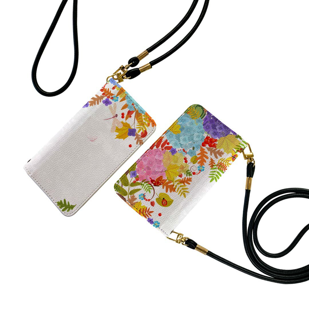 商品特徴・ショルダー付き手帳型スマホケース・シームレスな全面デザイン（内側は落ち着いたオフホワイト）・外側は高品質の人工革を使用・内側にはスマホを装着するケースが付属・機種専用のカメラホール仕様でケースを装着したままの撮影が可能・ワンセグや...