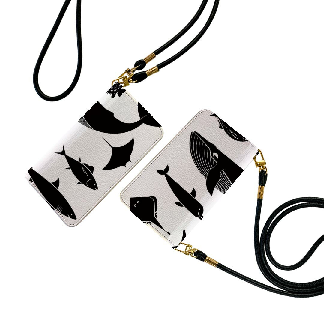 商品特徴・ショルダー付き手帳型スマホケース・シームレスな全面デザイン（内側は落ち着いたオフホワイト）・外側は高品質の人工革を使用・内側にはスマホを装着するケースが付属・機種専用のカメラホール仕様でケースを装着したままの撮影が可能・ワンセグや...