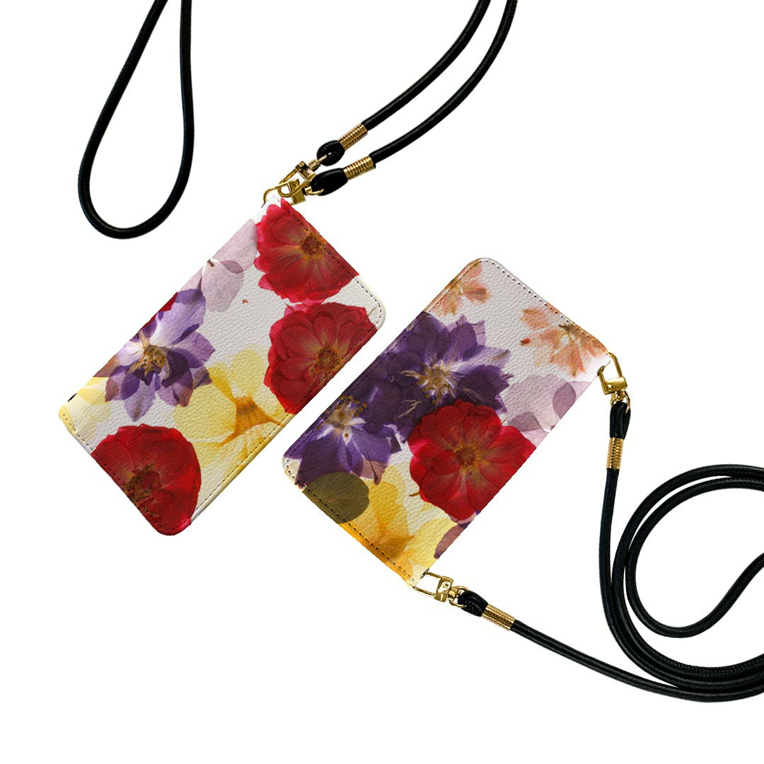 商品特徴・ショルダー付き手帳型スマホケース・シームレスな全面デザイン（内側は落ち着いたオフホワイト）・外側は高品質の人工革を使用・内側にはスマホを装着するケースが付属・機種専用のカメラホール仕様でケースを装着したままの撮影が可能・ワンセグや...