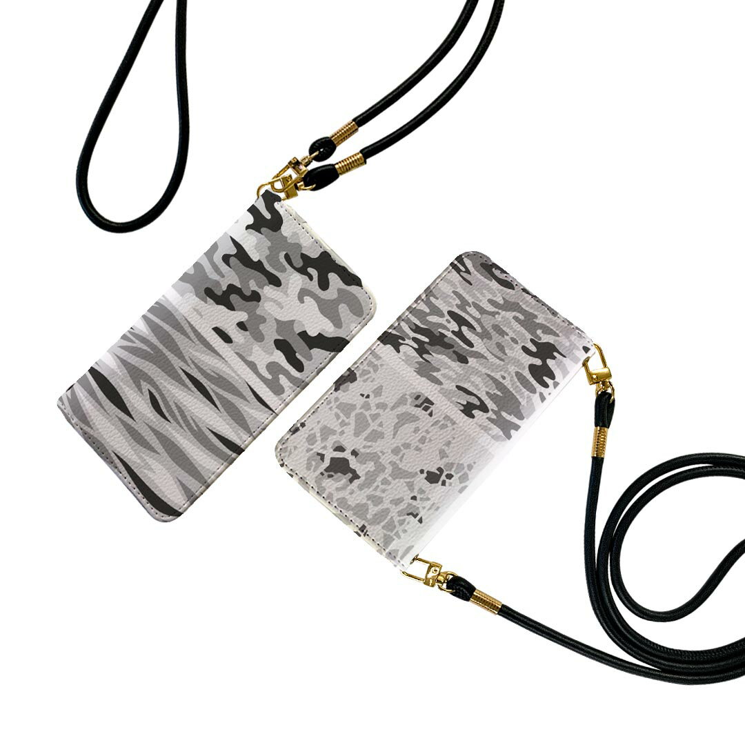 商品特徴・ショルダー付き手帳型スマホケース・シームレスな全面デザイン（内側は落ち着いたオフホワイト）・外側は高品質の人工革を使用・内側にはスマホを装着するケースが付属・機種専用のカメラホール仕様でケースを装着したままの撮影が可能・ワンセグや...