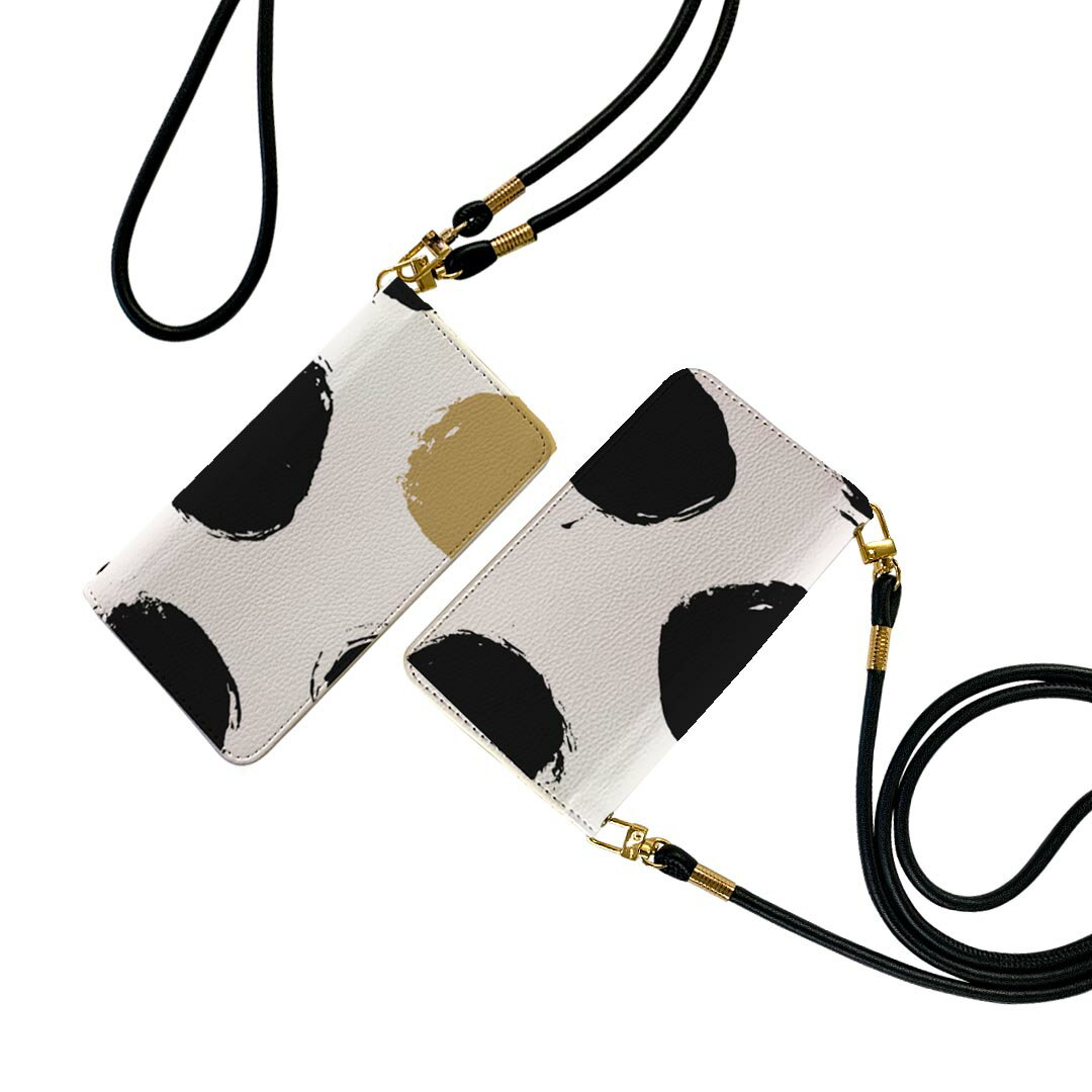 商品特徴・ショルダー付き手帳型スマホケース・シームレスな全面デザイン（内側は落ち着いたオフホワイト）・外側は高品質の人工革を使用・内側にはスマホを装着するケースが付属・機種専用のカメラホール仕様でケースを装着したままの撮影が可能・ワンセグや...