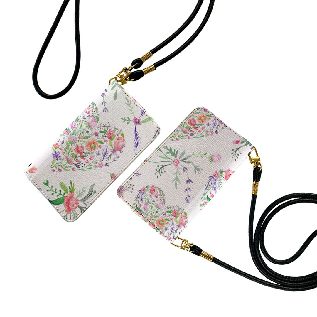 商品特徴・ショルダー付き手帳型スマホケース・シームレスな全面デザイン（内側は落ち着いたオフホワイト）・外側は高品質の人工革を使用・内側にはスマホを装着するケースが付属・機種専用のカメラホール仕様でケースを装着したままの撮影が可能・ワンセグや...