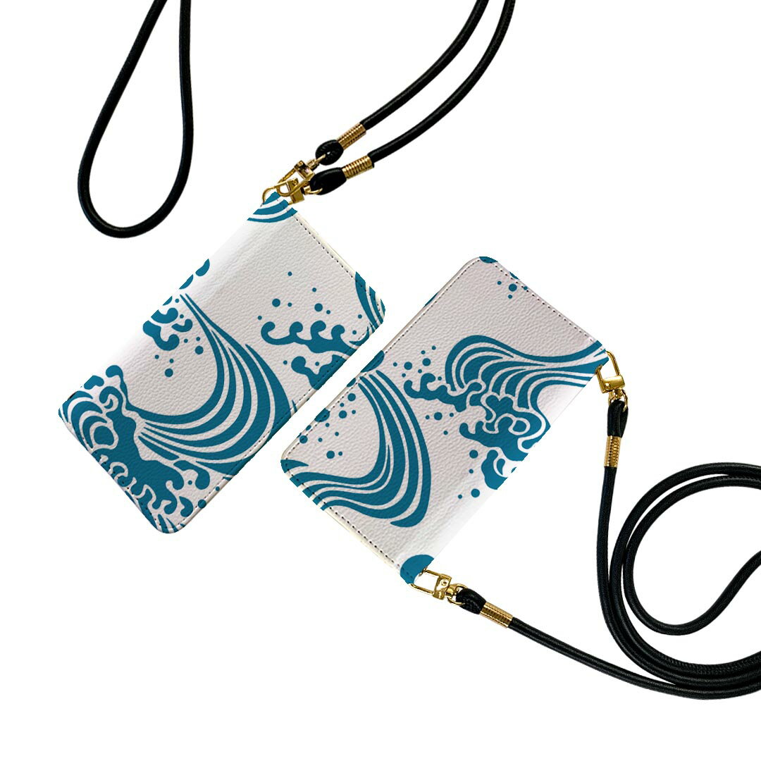 商品特徴・ショルダー付き手帳型スマホケース・シームレスな全面デザイン（内側は落ち着いたオフホワイト）・外側は高品質の人工革を使用・内側にはスマホを装着するケースが付属・機種専用のカメラホール仕様でケースを装着したままの撮影が可能・ワンセグや...