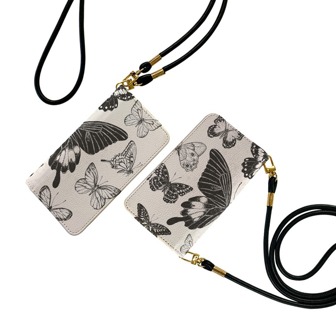 商品特徴・ショルダー付き手帳型スマホケース・シームレスな全面デザイン（内側は落ち着いたオフホワイト）・外側は高品質の人工革を使用・内側にはスマホを装着するケースが付属・機種専用のカメラホール仕様でケースを装着したままの撮影が可能・ワンセグや...