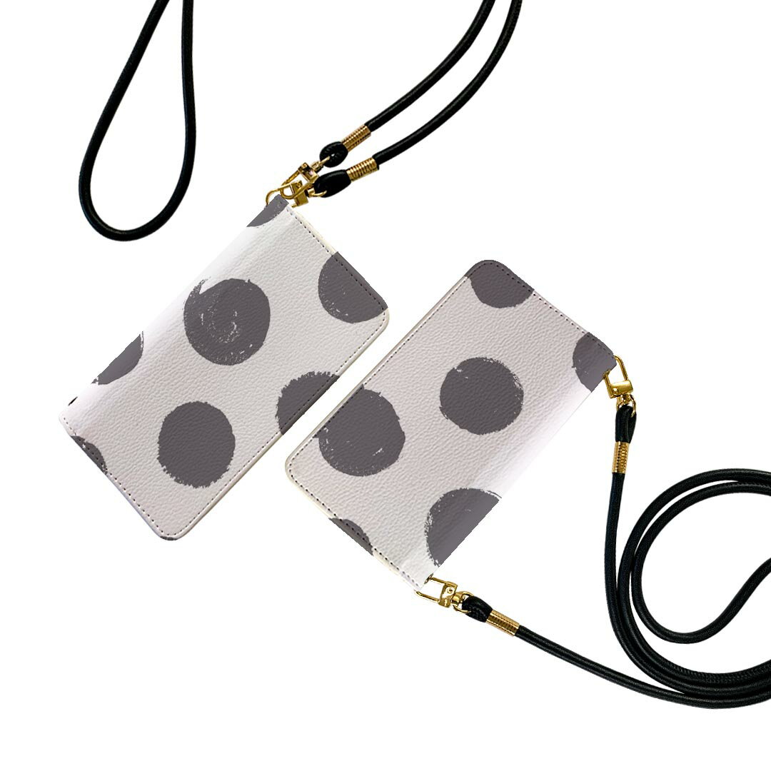 商品特徴・ショルダー付き手帳型スマホケース・シームレスな全面デザイン（内側は落ち着いたオフホワイト）・外側は高品質の人工革を使用・内側にはスマホを装着するケースが付属・機種専用のカメラホール仕様でケースを装着したままの撮影が可能・ワンセグや...