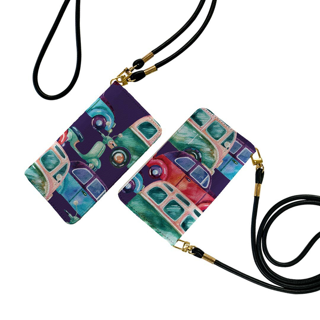 商品特徴・ショルダー付き手帳型スマホケース・シームレスな全面デザイン（内側は落ち着いたオフホワイト）・外側は高品質の人工革を使用・内側にはスマホを装着するケースが付属・機種専用のカメラホール仕様でケースを装着したままの撮影が可能・ワンセグや...