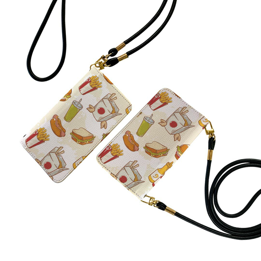 商品特徴・ショルダー付き手帳型スマホケース・シームレスな全面デザイン（内側は落ち着いたオフホワイト）・外側は高品質の人工革を使用・内側にはスマホを装着するケースが付属・機種専用のカメラホール仕様でケースを装着したままの撮影が可能・ワンセグや...