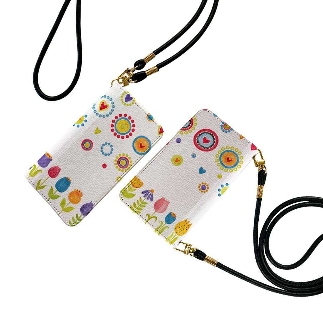 商品特徴・ショルダー付き手帳型スマホケース・シームレスな全面デザイン（内側は落ち着いたオフホワイト）・外側は高品質の人工革を使用・内側にはスマホを装着するケースが付属・機種専用のカメラホール仕様でケースを装着したままの撮影が可能・ワンセグや...