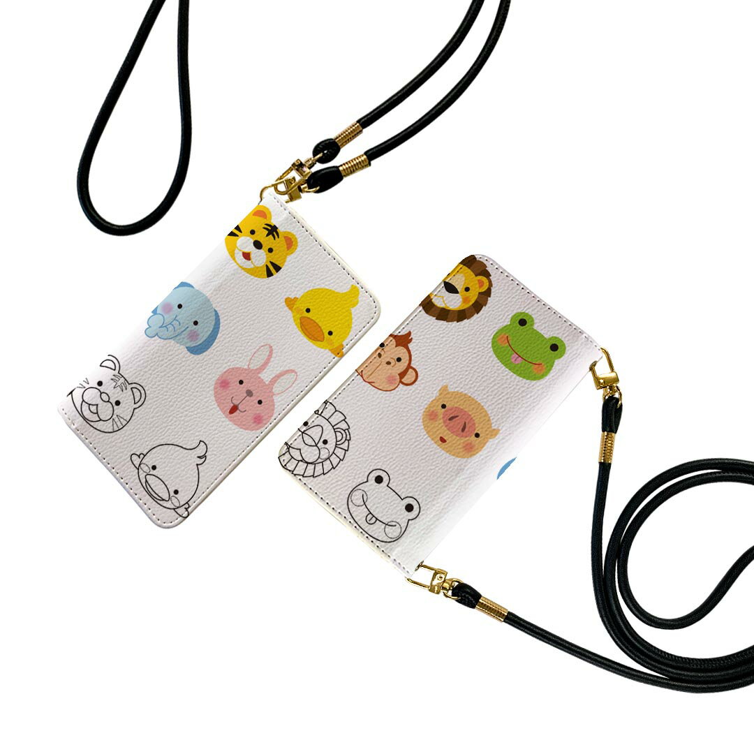 商品特徴・ショルダー付き手帳型スマホケース・シームレスな全面デザイン（内側は落ち着いたオフホワイト）・外側は高品質の人工革を使用・内側にはスマホを装着するケースが付属・機種専用のカメラホール仕様でケースを装着したままの撮影が可能・ワンセグや...