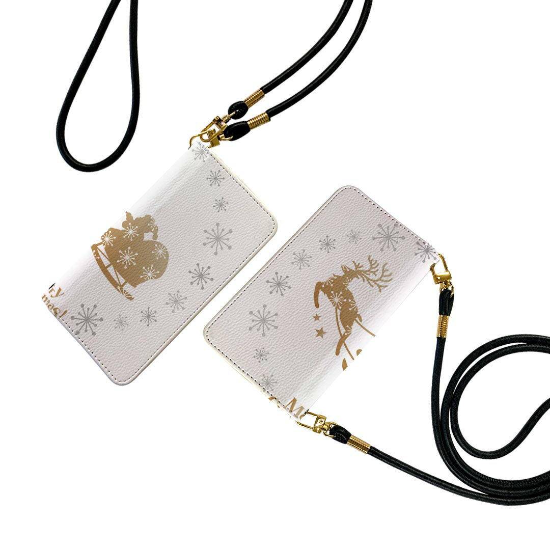 商品特徴・ショルダー付き手帳型スマホケース・シームレスな全面デザイン（内側は落ち着いたオフホワイト）・外側は高品質の人工革を使用・内側にはスマホを装着するケースが付属・機種専用のカメラホール仕様でケースを装着したままの撮影が可能・ワンセグや...