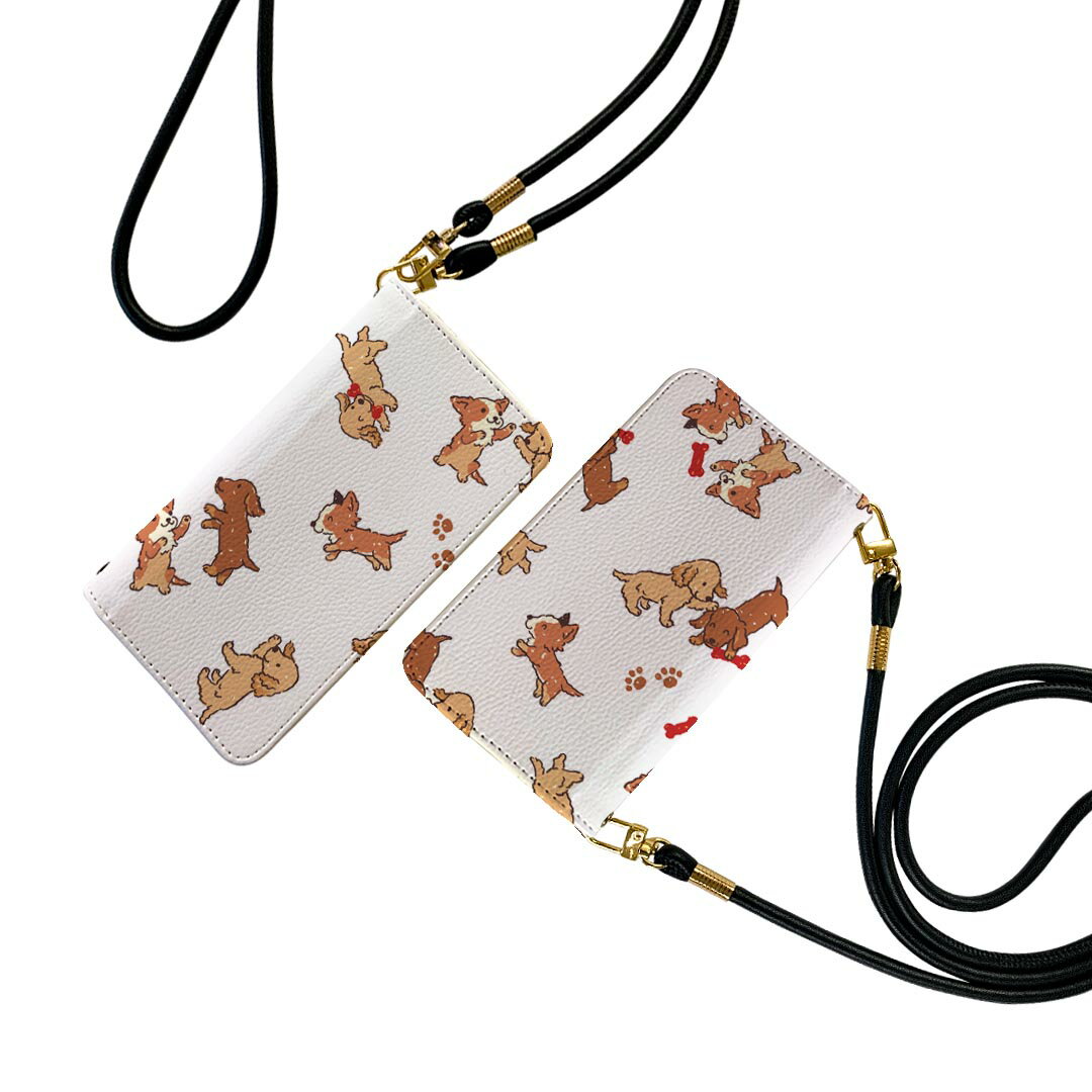 商品特徴・ショルダー付き手帳型スマホケース・シームレスな全面デザイン（内側は落ち着いたオフホワイト）・外側は高品質の人工革を使用・内側にはスマホを装着するケースが付属・機種専用のカメラホール仕様でケースを装着したままの撮影が可能・ワンセグや...