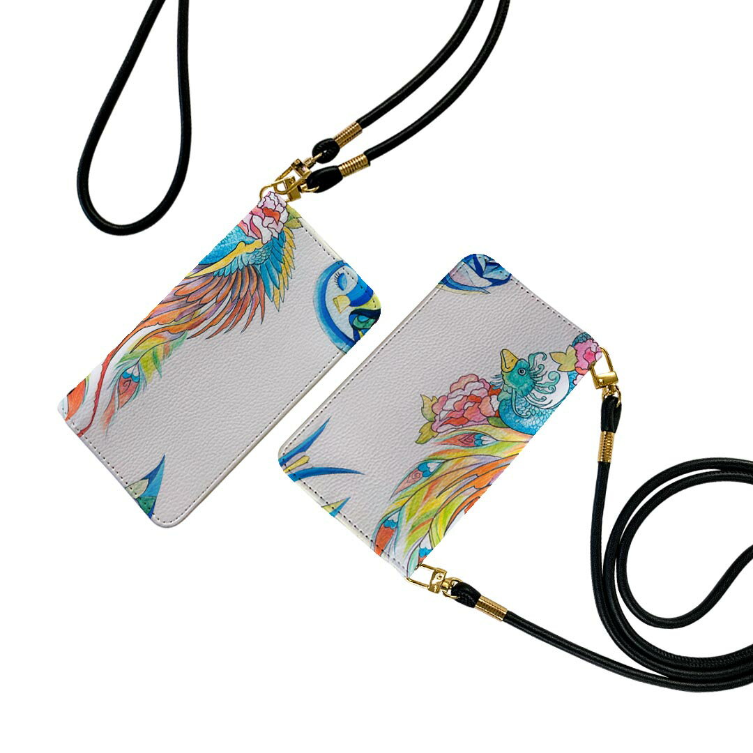 商品特徴・ショルダー付き手帳型スマホケース・シームレスな全面デザイン（内側は落ち着いたオフホワイト）・外側は高品質の人工革を使用・内側にはスマホを装着するケースが付属・機種専用のカメラホール仕様でケースを装着したままの撮影が可能・ワンセグや...