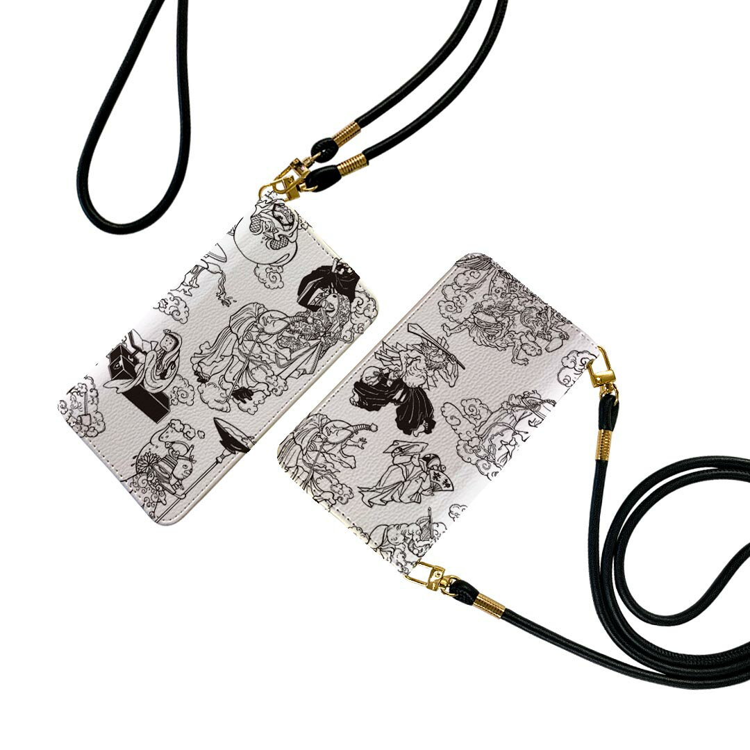 商品特徴・ショルダー付き手帳型スマホケース・シームレスな全面デザイン（内側は落ち着いたオフホワイト）・外側は高品質の人工革を使用・内側にはスマホを装着するケースが付属・機種専用のカメラホール仕様でケースを装着したままの撮影が可能・ワンセグや...