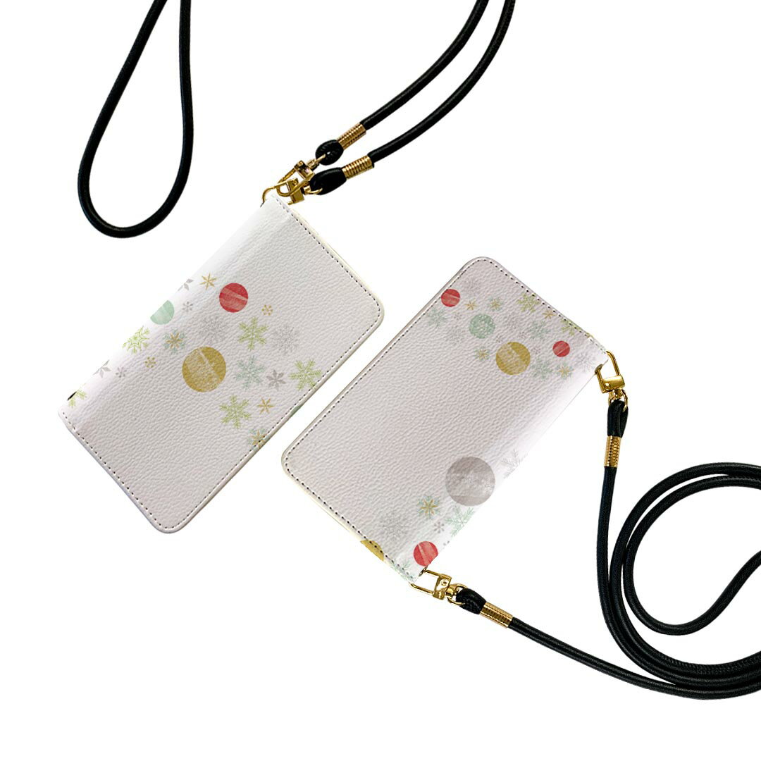 商品特徴・ショルダー付き手帳型スマホケース・シームレスな全面デザイン（内側は落ち着いたオフホワイト）・外側は高品質の人工革を使用・内側にはスマホを装着するケースが付属・機種専用のカメラホール仕様でケースを装着したままの撮影が可能・ワンセグや...