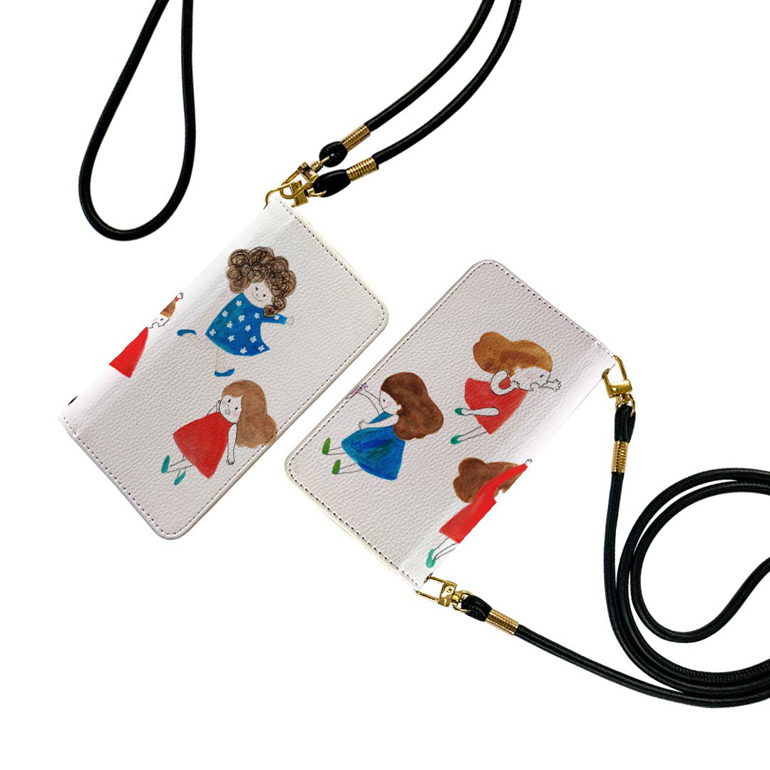 商品特徴・ショルダー付き手帳型スマホケース・シームレスな全面デザイン（内側は落ち着いたオフホワイト）・外側は高品質の人工革を使用・内側にはスマホを装着するケースが付属・機種専用のカメラホール仕様でケースを装着したままの撮影が可能・ワンセグや...