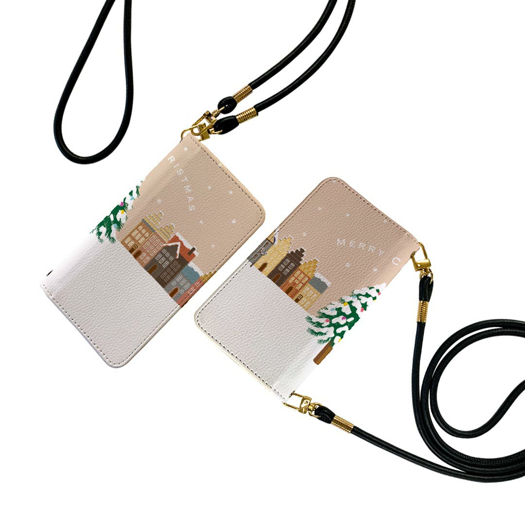 商品特徴・ショルダー付き手帳型スマホケース・シームレスな全面デザイン（内側は落ち着いたオフホワイト）・外側は高品質の人工革を使用・内側にはスマホを装着するケースが付属・機種専用のカメラホール仕様でケースを装着したままの撮影が可能・ワンセグや...