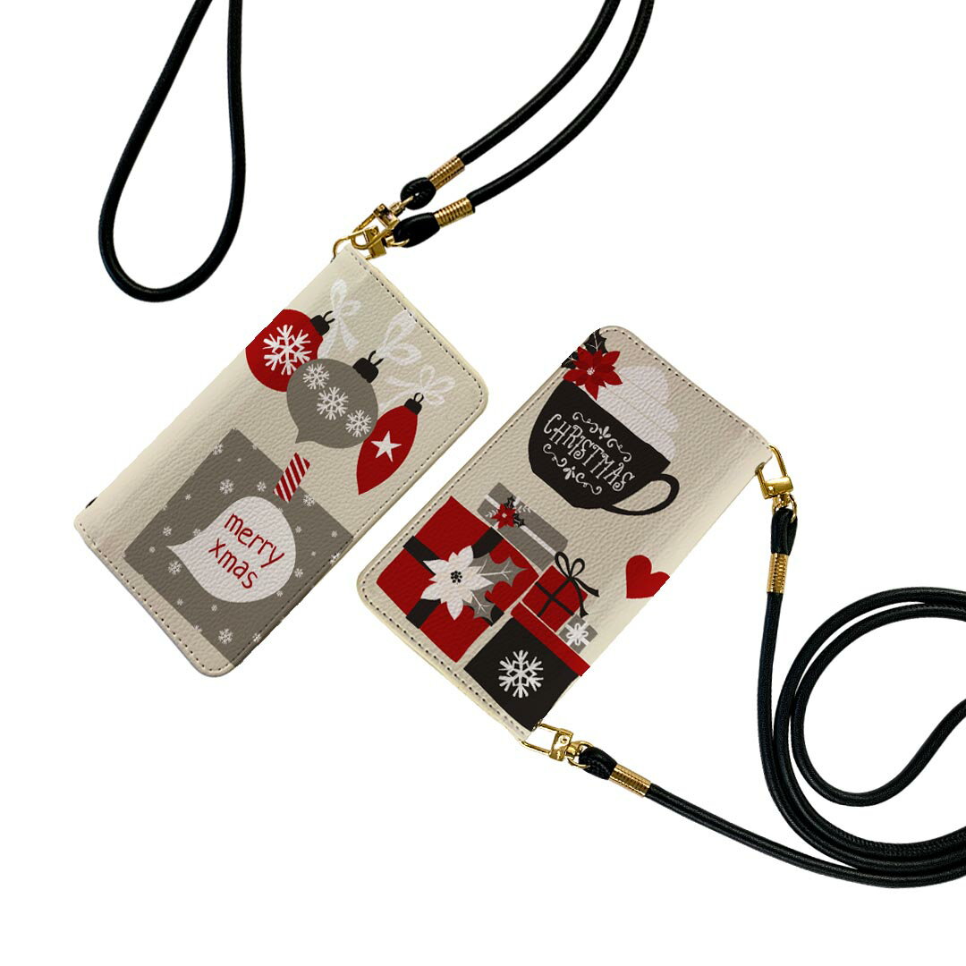 商品特徴・ショルダー付き手帳型スマホケース・シームレスな全面デザイン（内側は落ち着いたオフホワイト）・外側は高品質の人工革を使用・内側にはスマホを装着するケースが付属・機種専用のカメラホール仕様でケースを装着したままの撮影が可能・ワンセグや...