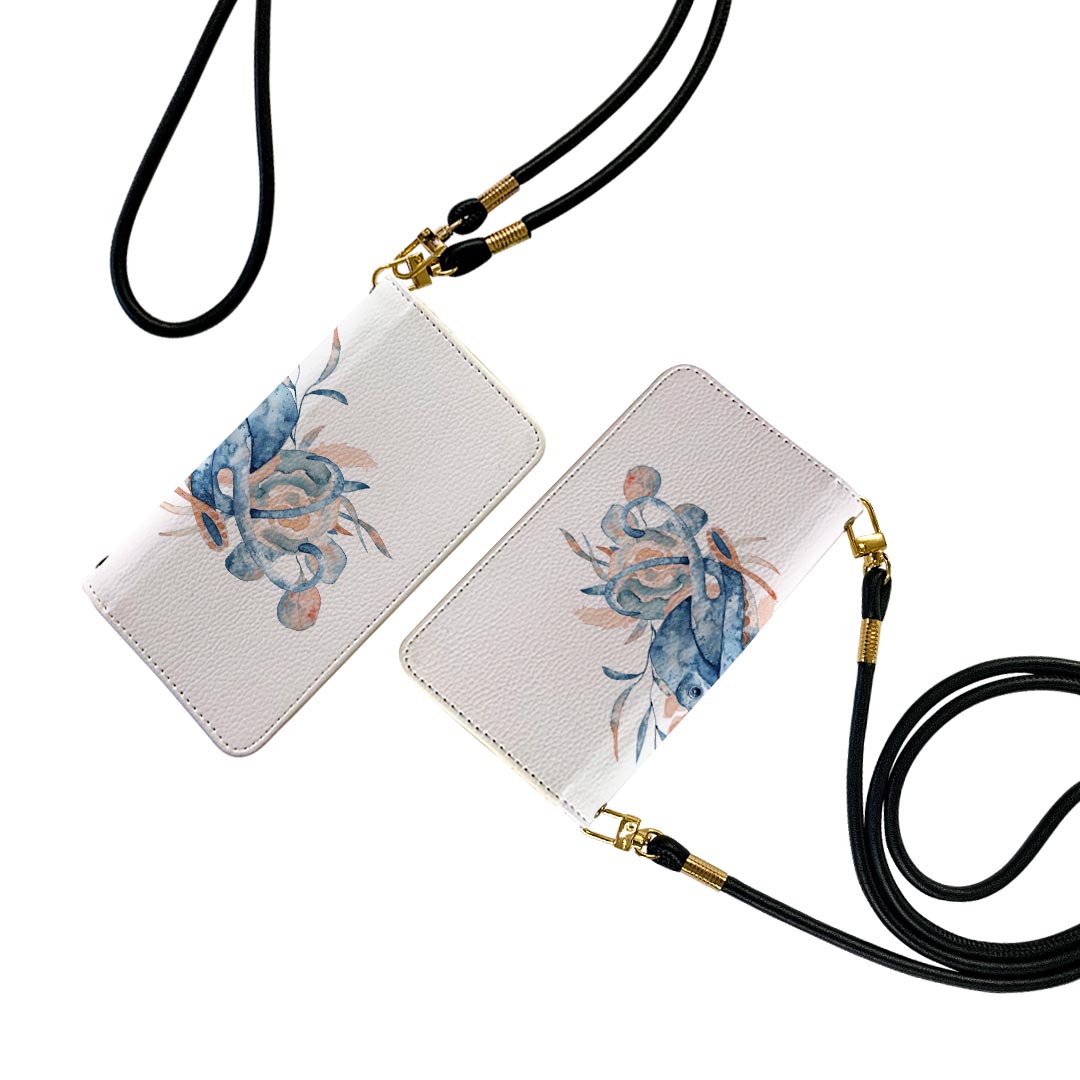 商品特徴・ショルダー付き手帳型スマホケース・シームレスな全面デザイン（内側は落ち着いたオフホワイト）・外側は高品質の人工革を使用・内側にはスマホを装着するケースが付属・機種専用のカメラホール仕様でケースを装着したままの撮影が可能・ワンセグや...