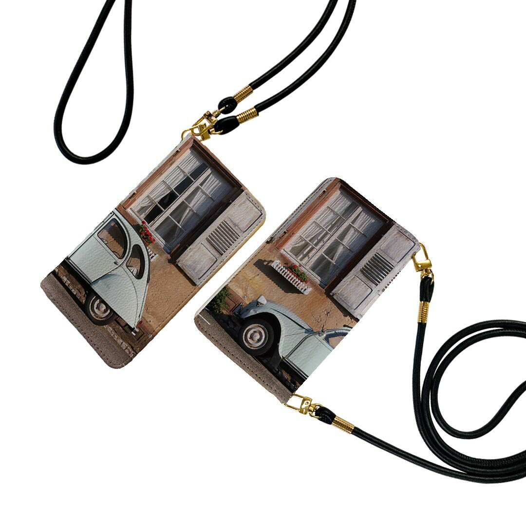 商品特徴・ショルダー付き手帳型スマホケース・シームレスな全面デザイン（内側は落ち着いたオフホワイト）・外側は高品質の人工革を使用・内側にはスマホを装着するケースが付属・機種専用のカメラホール仕様でケースを装着したままの撮影が可能・ワンセグや...