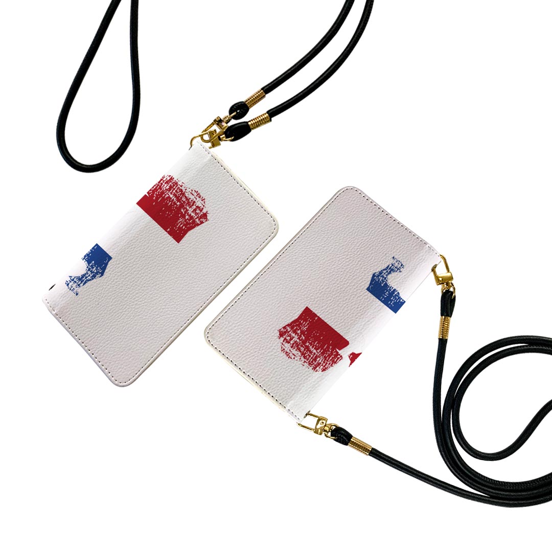 商品特徴・ショルダー付き手帳型スマホケース・シームレスな全面デザイン（内側は落ち着いたオフホワイト）・外側は高品質の人工革を使用・内側にはスマホを装着するケースが付属・機種専用のカメラホール仕様でケースを装着したままの撮影が可能・ワンセグや...