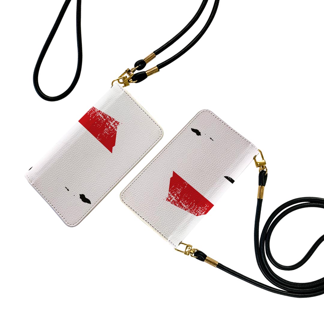 商品特徴・ショルダー付き手帳型スマホケース・シームレスな全面デザイン（内側は落ち着いたオフホワイト）・外側は高品質の人工革を使用・内側にはスマホを装着するケースが付属・機種専用のカメラホール仕様でケースを装着したままの撮影が可能・ワンセグや...