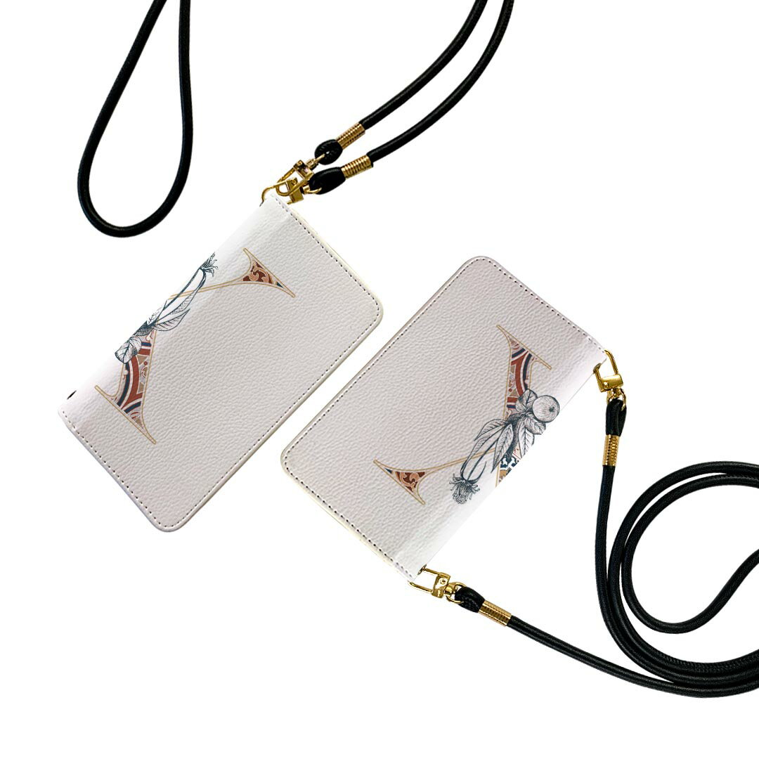 商品特徴・ショルダー付き手帳型スマホケース・シームレスな全面デザイン（内側は落ち着いたオフホワイト）・外側は高品質の人工革を使用・内側にはスマホを装着するケースが付属・機種専用のカメラホール仕様でケースを装着したままの撮影が可能・ワンセグや...