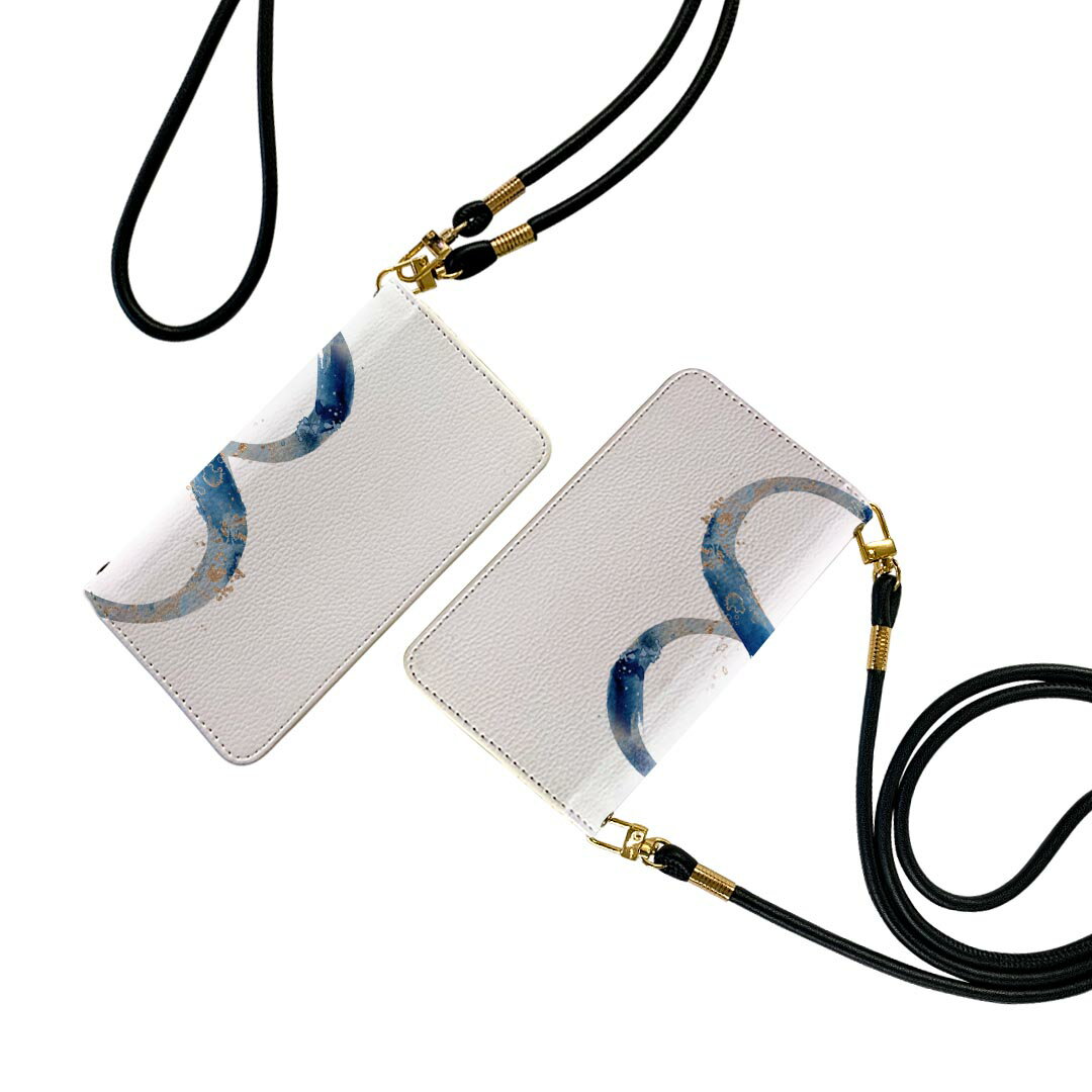 商品特徴・ショルダー付き手帳型スマホケース・シームレスな全面デザイン（内側は落ち着いたオフホワイト）・外側は高品質の人工革を使用・内側にはスマホを装着するケースが付属・機種専用のカメラホール仕様でケースを装着したままの撮影が可能・ワンセグや...