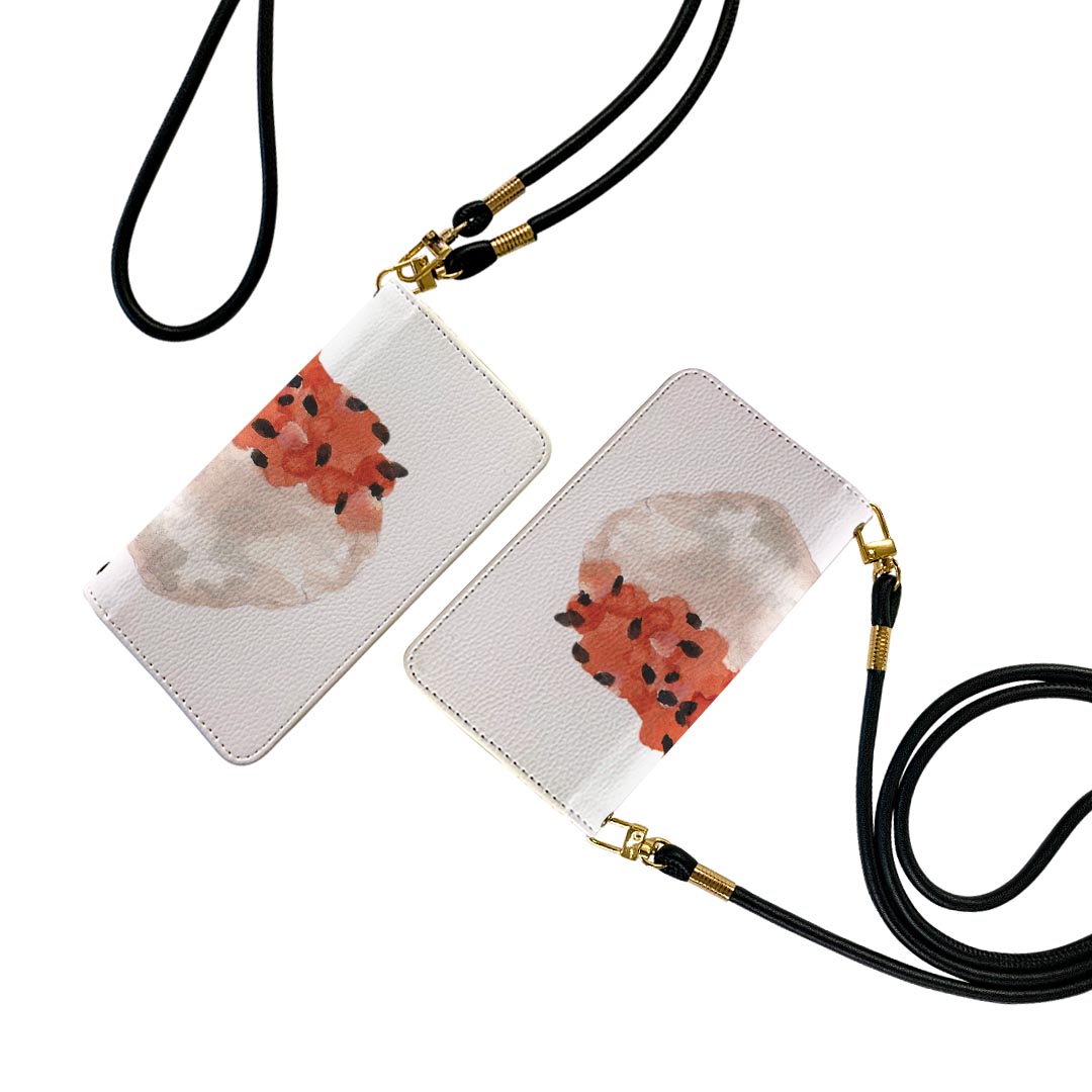 商品特徴・ショルダー付き手帳型スマホケース・シームレスな全面デザイン（内側は落ち着いたオフホワイト）・外側は高品質の人工革を使用・内側にはスマホを装着するケースが付属・機種専用のカメラホール仕様でケースを装着したままの撮影が可能・ワンセグや...