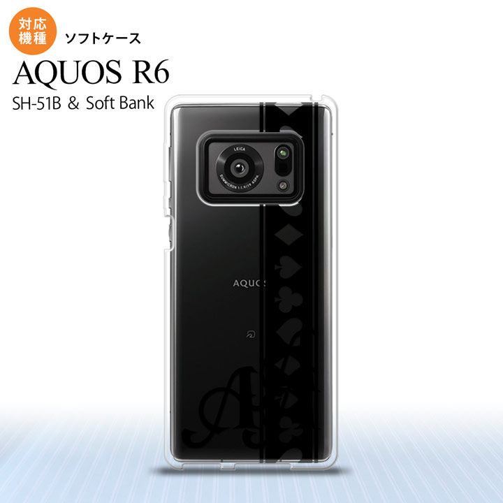 配達方法 &nbsp;メール便宅配便 代金引換×○ 日時指定×○ お届け方法ポスト投函手渡し 商品保証×○ SH-51B AQUOS R6 AQUOS R6 スマホケース ソフトケース トランプ 帯 黒 クリア +アルファベット商品コード：...