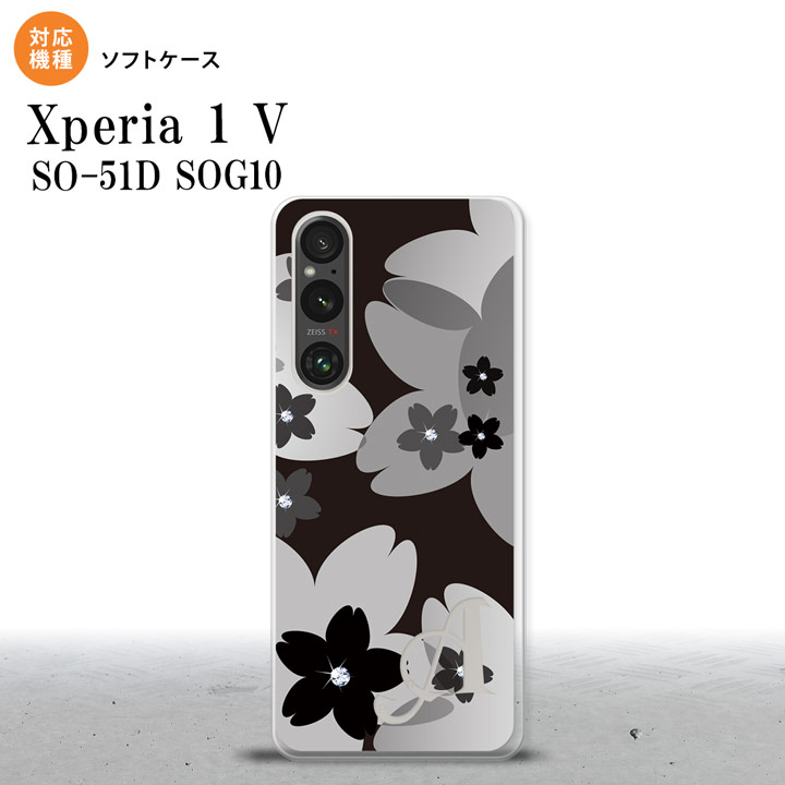 配達方法 &nbsp;メール便宅配便 代金引換×○ 日時指定×○ お届け方法ポスト投函手渡し 商品保証×○ Xperia 1V Xperia 1V スマホケース 背面ケースソフトケース 花柄 サクラ C 黒 +アルファベット商品コード：nk...