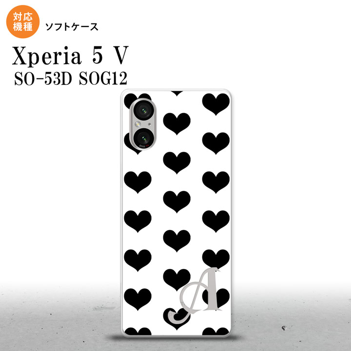 配達方法 &nbsp;メール便宅配便 代金引換×○ 日時指定×○ お届け方法ポスト投函手渡し 商品保証×○ Xperia 5V Xperia 5V スマホケース 背面ケースソフトケース ハート A 白 黒 +アルファベット商品コード：nk-...