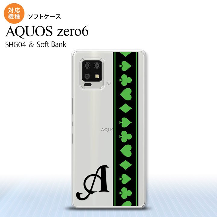 配達方法 &nbsp;メール便宅配便 代金引換×○ 日時指定×○ お届け方法ポスト投函手渡し 商品保証×○ SHG04 SHG04 ZERO6 AQUOS zero6 スマホケース ソフトケース トランプ 帯 黒 緑 +アルファベット商品コ...