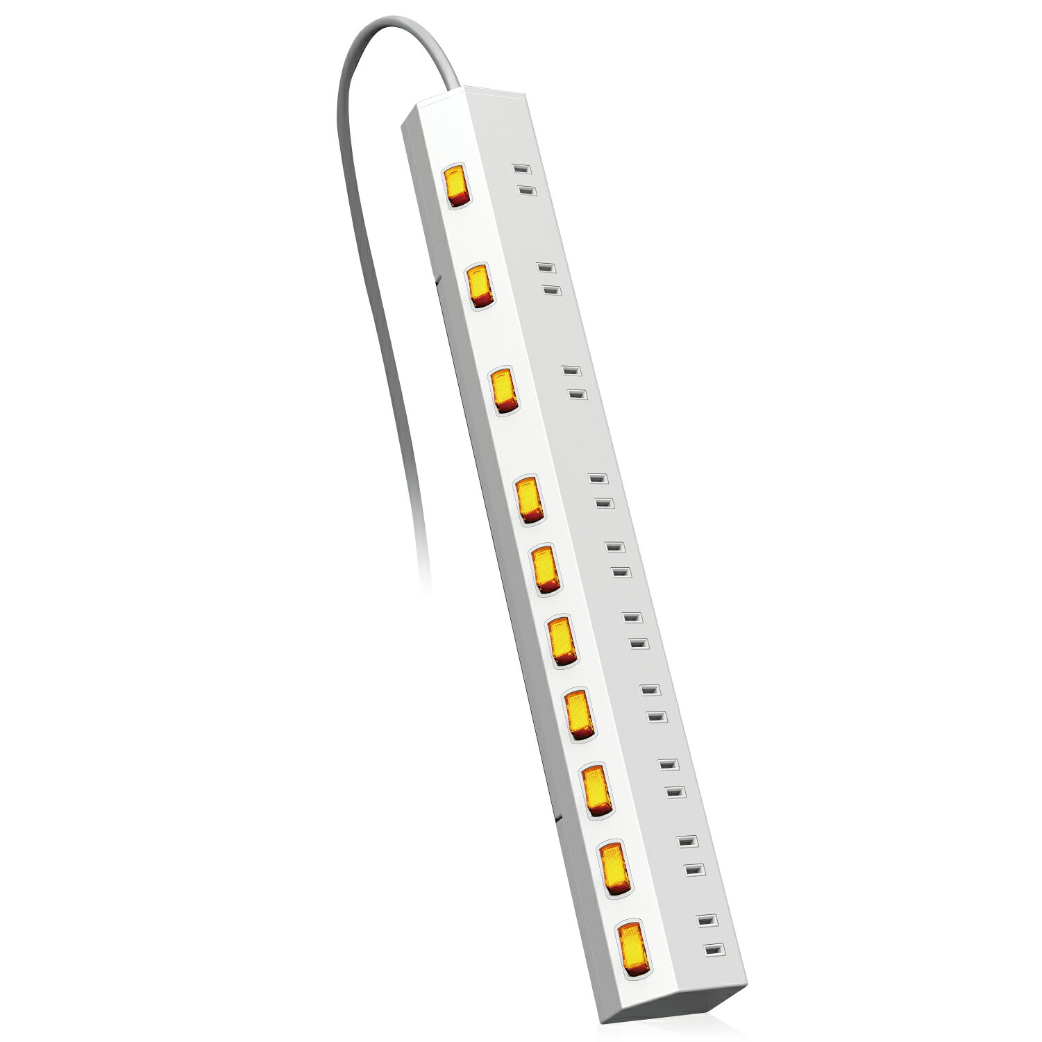 【商品説明】■差込口毎にON/OFF切り替えができ、待機電力を節約できる個別スイッチ付きの2ピン式10個口タップです。■個別スイッチは大きめのACアダプターなどを接続しても干渉しにくい斜め配置となっています。■脚パーツを展開することで重いA...