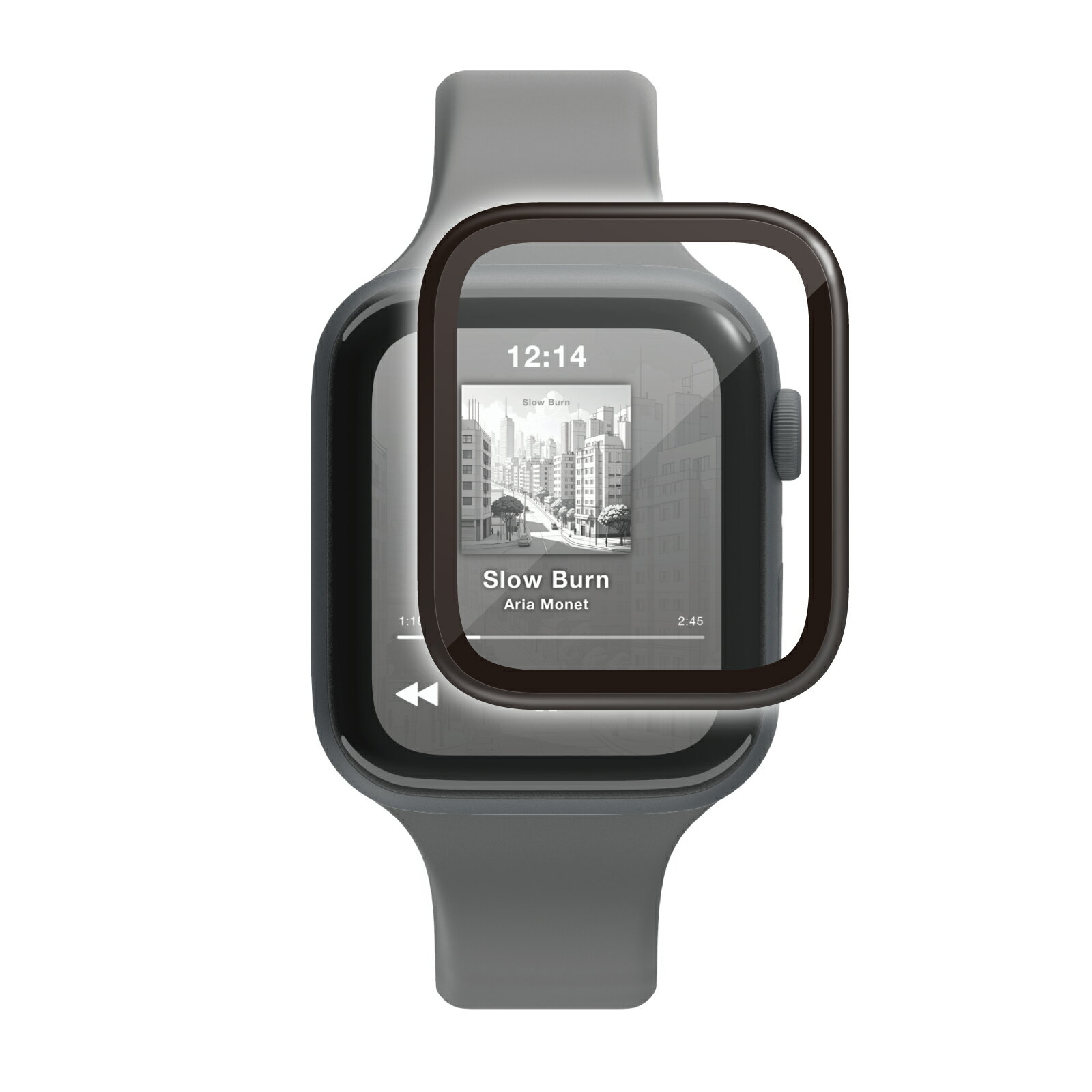 ［特徴］■SCHOTT社製ガラスを採用し、傷に強い高透明タイプのアルミフレーム付きApple Watch用フルカバーガラスフィルムです。 ■従来のガラスフィルムの丈夫さを損ねずに、約0.15mmの極薄ガラスを採用することで、従来よりも高いタ...