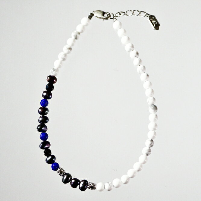 【商品名】ハウライトR4M&ピンクパール（フラット4-4.5M）&ラピスラズリFR4Mアンクレットw/sv筒B、オニキス【商品コード】MR17032【サイズ】23.0〜25.0cm【素材】パール、ラピス・ラズリ、その他。◇ラピス・ラズリ◇鮮...