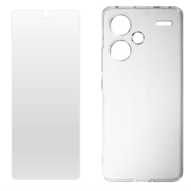 即日出荷 ケース（カバー 保護フィルムセット【Redmi Note 13 Pro+ 5G】 無地ケース クリア ソフトケース【Redmi Note 13 Pro+ 5G】光沢 保護シート 保護フィルム 透明 保護 送料無料★ 【Redmi ...