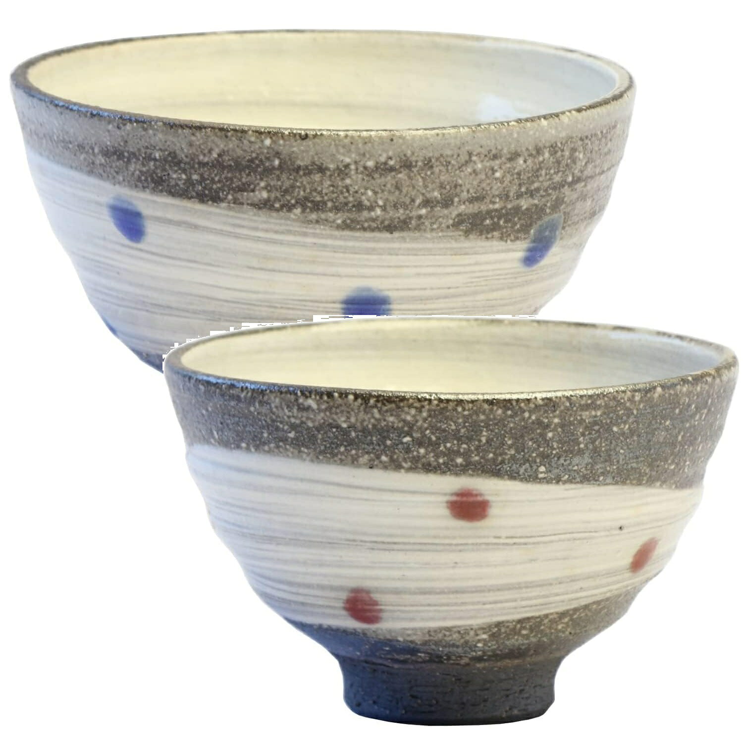 サイズ（cm）： (青)Φ12.0×高さ7.0cm (赤)Φ11.0×高さ7.0cm 材質：陶器 生産国　日本：滋賀県甲賀市信楽町（信楽焼産地） 工芸品のためサイズは多少前後する場合がございます。 色・柄は陶器、焼き物の為、一品一品、画像と...