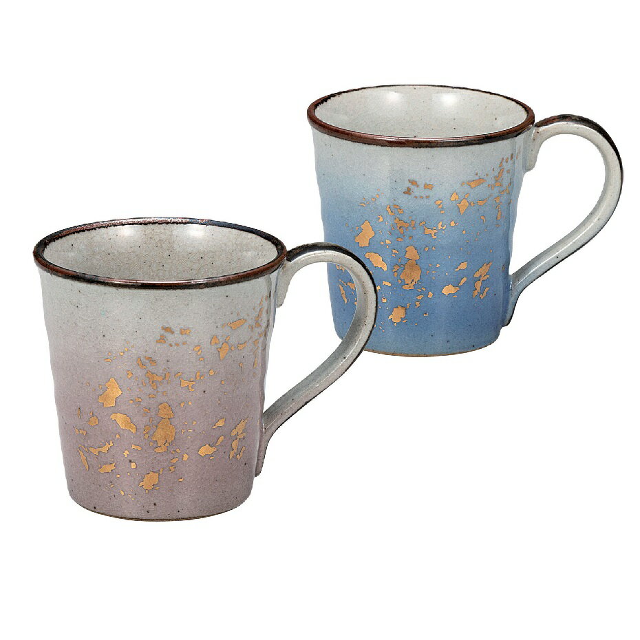 サイズ：径8.3 高8.5 (cm) ■素材：陶器 ■生産地：日本（九谷焼） 九谷焼のマグカップを2つセットにした商品です。 コーヒーやスープ、ホットミルクやお茶等どんな飲み物でも使い勝手がよい器です。 結婚祝いや結婚記念日、陶器婚式や磁器...