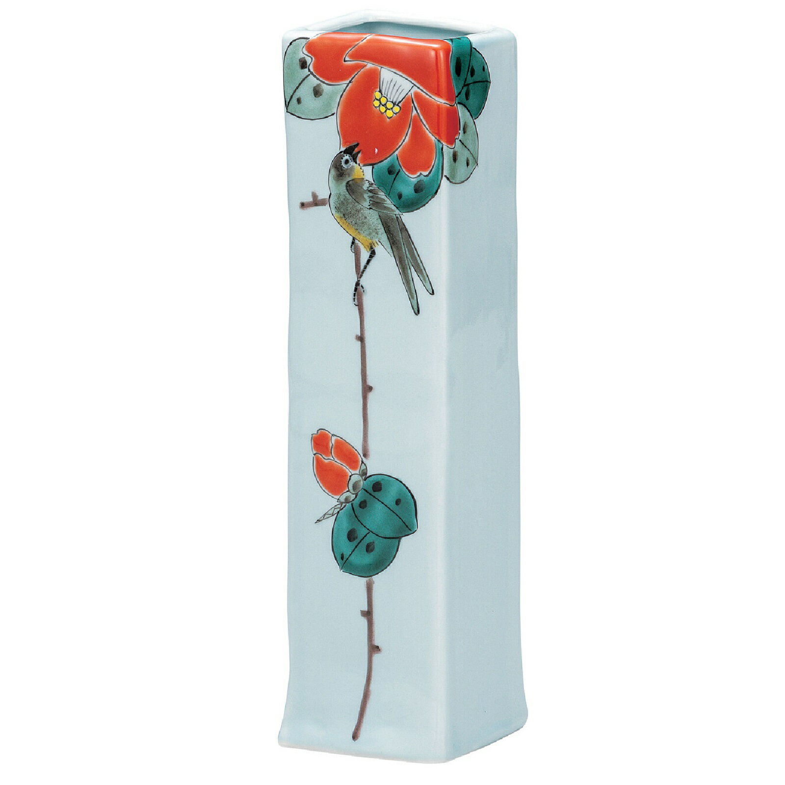 サイズ：辺6 高23.5 (cm) ■素材：磁器 ■生産地：日本（九谷焼） 九谷焼の花瓶は、花瓶自体が華やか物も多く、シンプルな花を一輪挿すだけでも十分に映えます。 和室だけでなく洋室やモダンなインテリアにも調和し、部屋を華やかに演出してく...