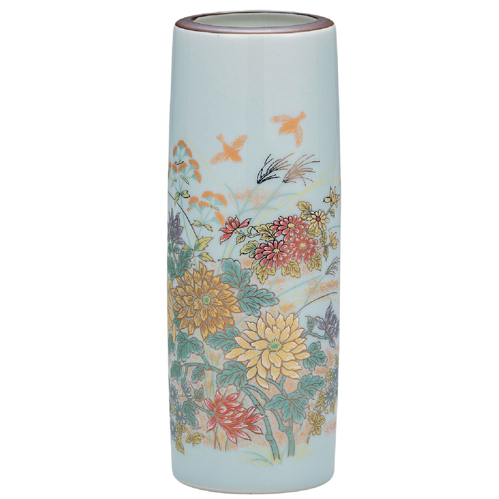 サイズ：径7 高19 (cm) ■素材：磁器 ■生産地：日本（九谷焼） 九谷焼の花瓶は、花瓶自体が華やか物も多く、シンプルな花を一輪挿すだけでも十分に映えます。 和室だけでなく洋室やモダンなインテリアにも調和し、部屋を華やかに演出してくれま...