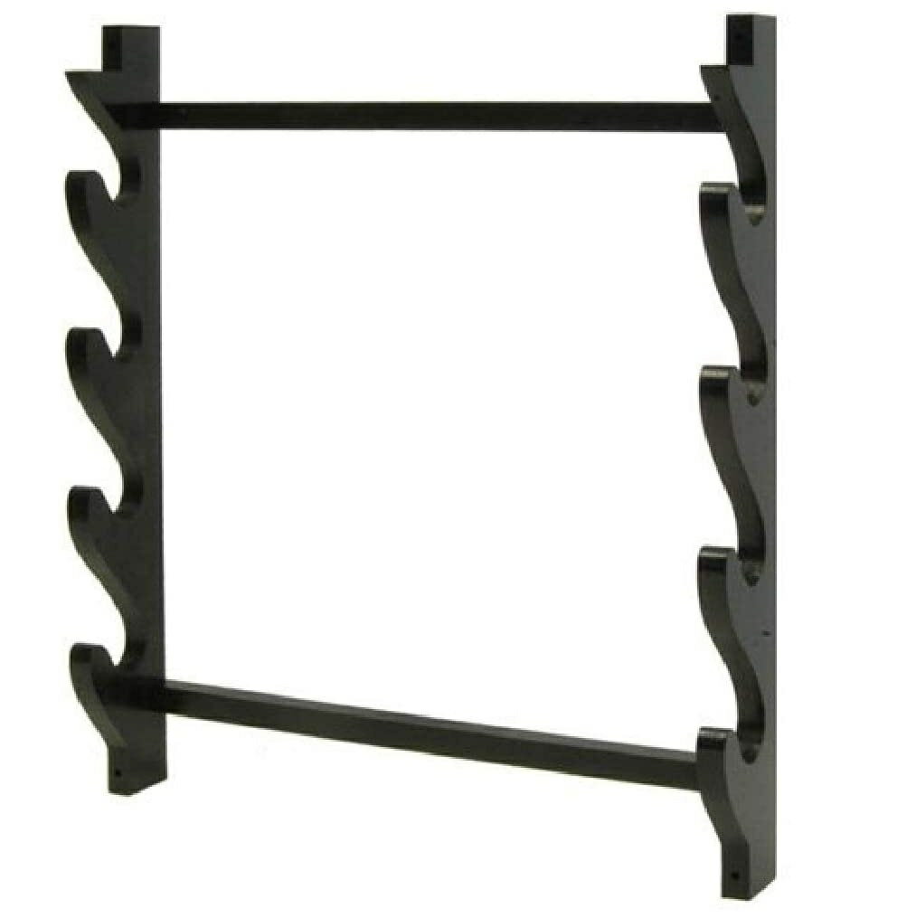 刀剣コレクター必須アイテム。 刀掛台4振タイプ、場所をとらない壁掛けタイプです。 サイズ:全幅：410mm、高さ：468mm、奥行：70mm 素材・材質:木製 仕様：お客様組立式 製造国:輸入商品 ■通常2～5営業日で発送致しますが材料その...