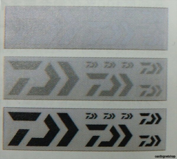 150mm×1、100mm×1、50mm×2、25mm×3ヌキ文字タイプのダイワロゴステッカーセット。