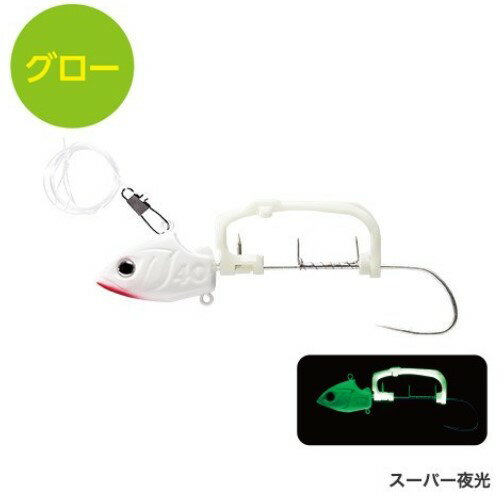 カラー：スーパー夜光　ヘッドサイズ：30号／L餌付けはワイヤーいらず、挟むだけ！ 時合いを逃さない！ワイヤーを巻くのが面倒・・・グチャグチャになるとほどくのが大変・・・手が汚れる・・・など経験ありませんか？ゲキハヤ船テンヤを使えば、このよう...